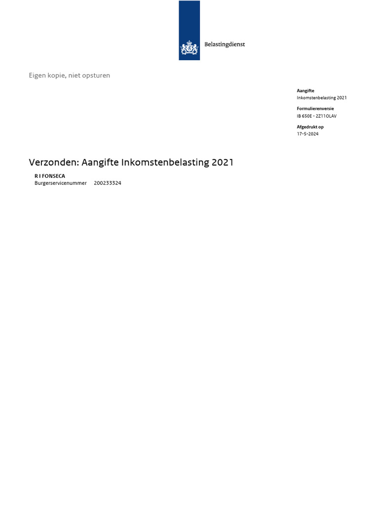 Aangifte IB 2021 - R.I. Fonseca | PDF