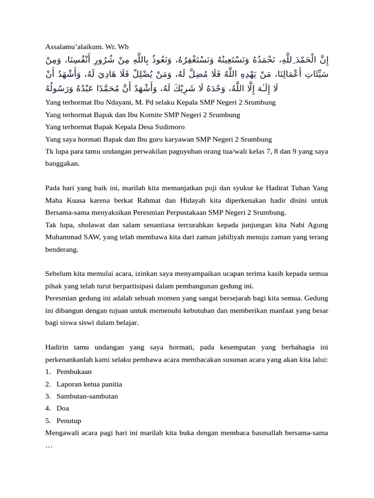 Contoh Acara | PDF | Kajian Bahasa Asing | Agama & Spiritualitas