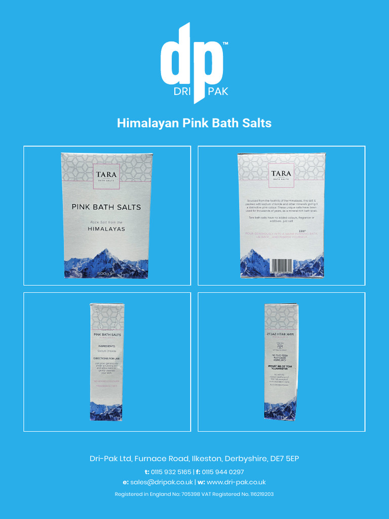 12x500g Himalayan Pink Bath Salts | PDF | Sodium | Materials