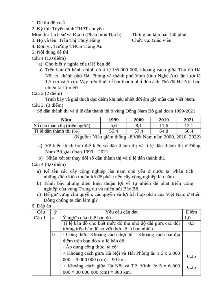 Dia - TSC 1 - Thcs Trang An | PDF