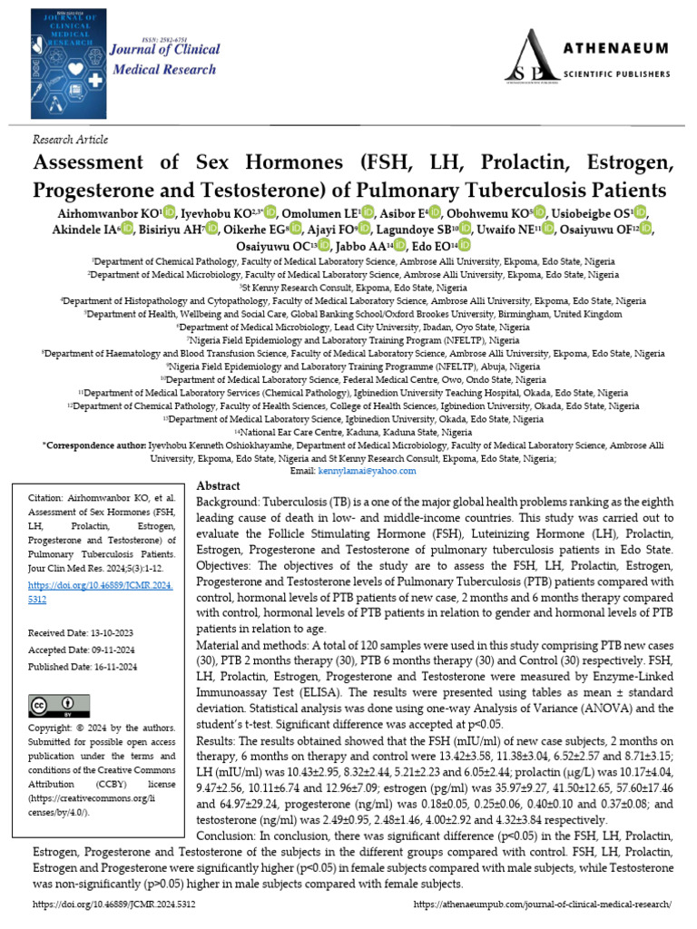 Assessment of Sex Hormones FSH LH Prolactin Estrogen Progesterone and ...