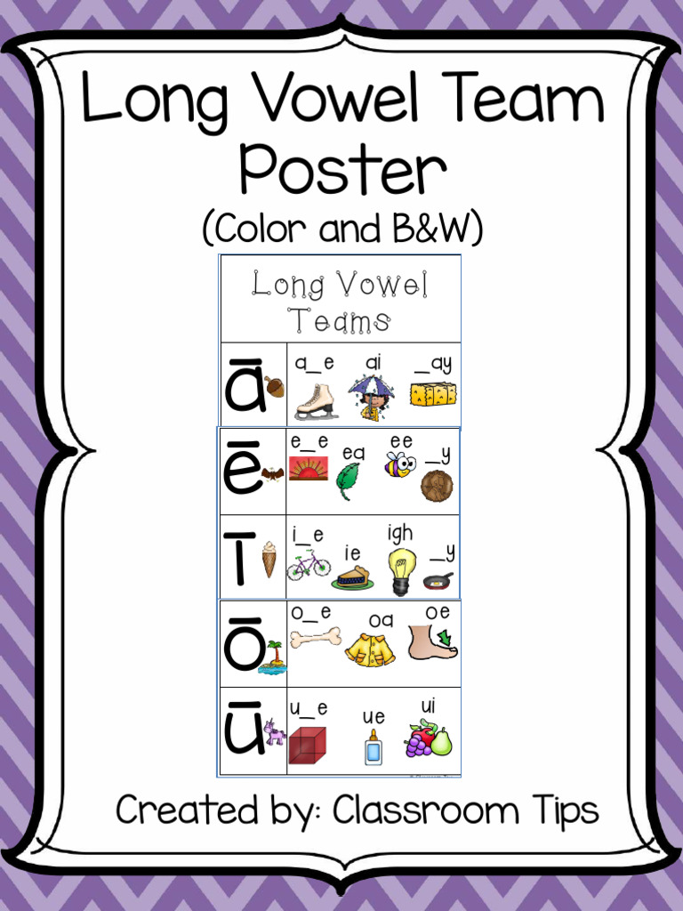 Long Vowel Team Poster: (Color and B&W) | PDF