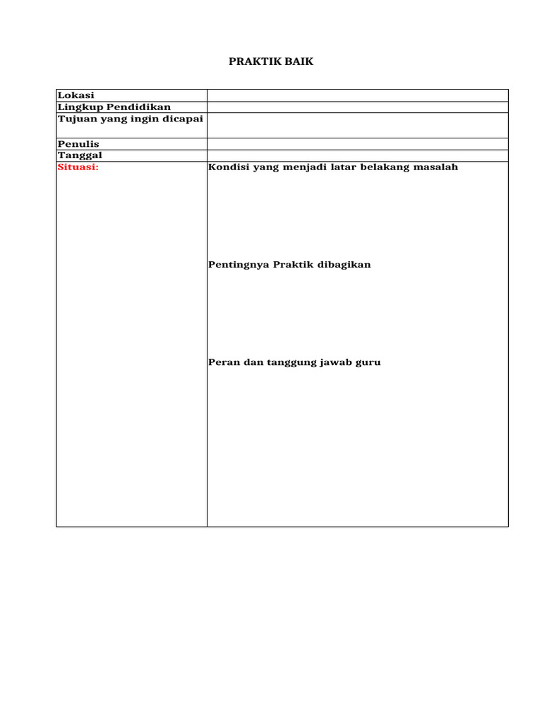 Form Praktik Baik | PDF
