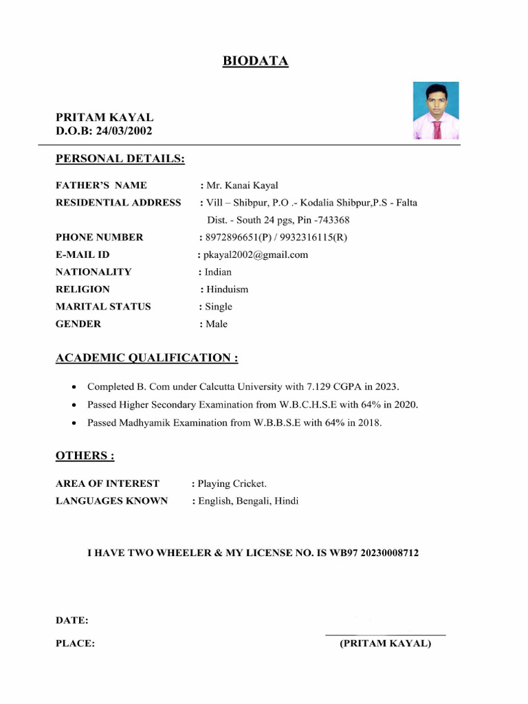 Pritam Kayal CV | PDF