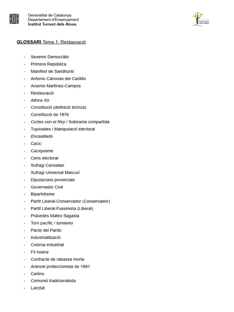 Glossari Tema 1 | PDF