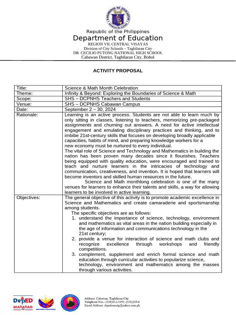 Sci Math Activity Proposal 24-25 | PDF | Mathematics | Mathematician
