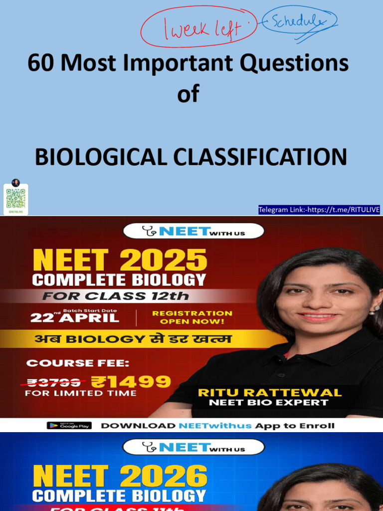 60 Most Important Questions of Biological Classification Notes ...
