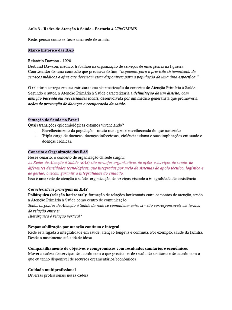 Aula 3 - Redes de Atenção À Saúde - Portaria 4.279 - GM - MS | PDF ...