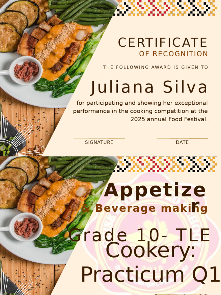 TLE Q1 Certs For Apetizer With Rubrics | PDF | Cooking | Food And Drink ...