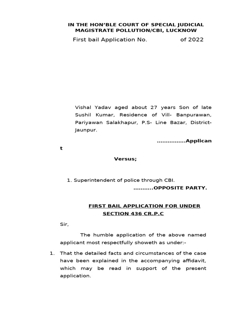 Bail Application 436 Vishal Yadav | PDF | Bail | Affidavit