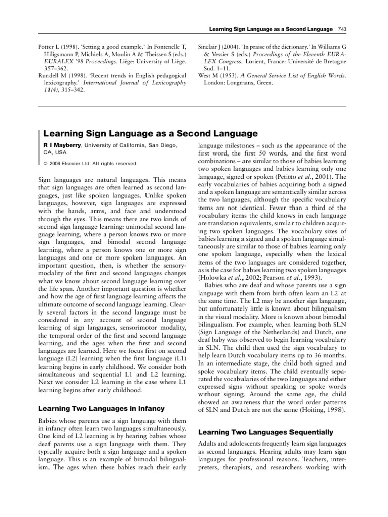 Sign Language As A Second Language | PDF | Second Language | Sign Language