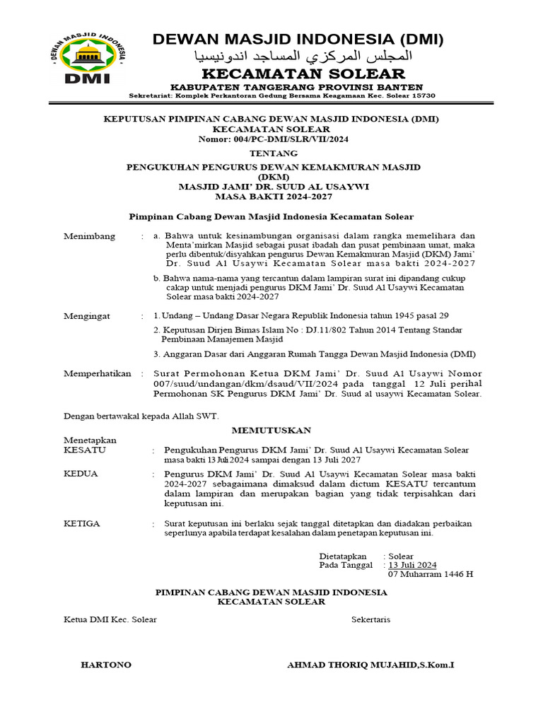 SK Dmi DKM Masjid DR - Suud 2024-2027 | PDF