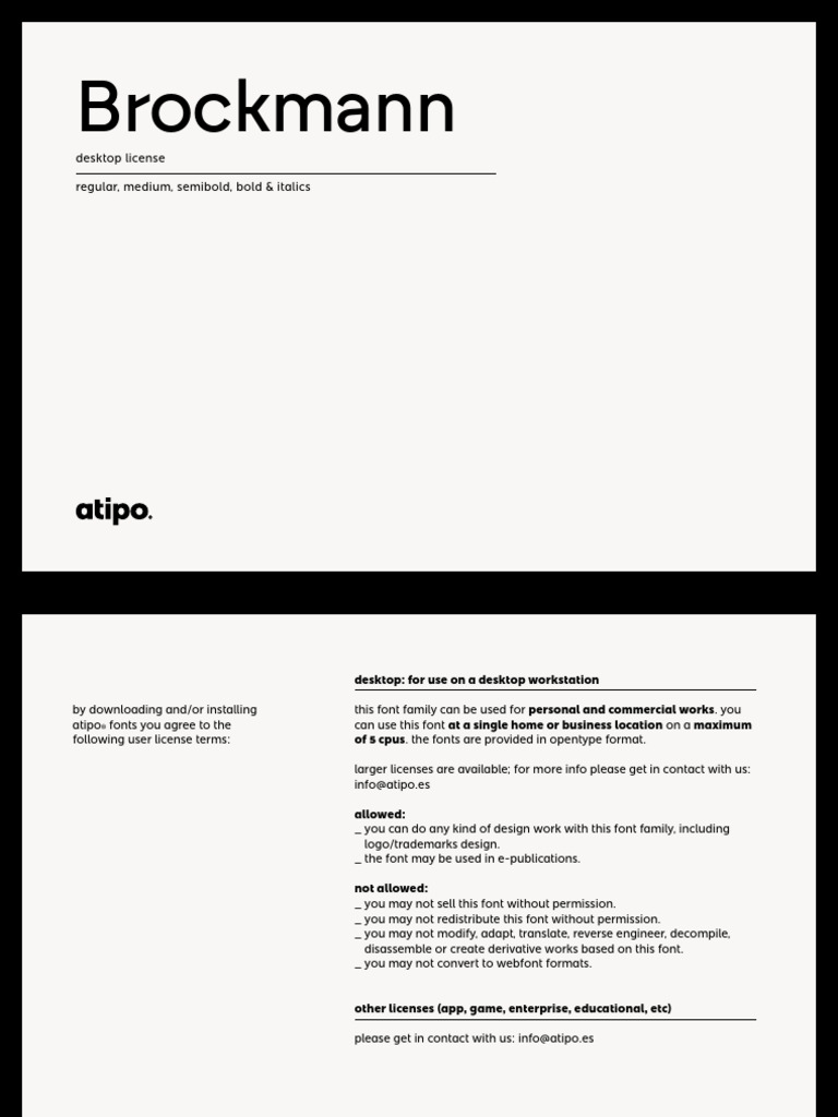 Brockmann Font Desktop License Guide | PDF | Career & Growth