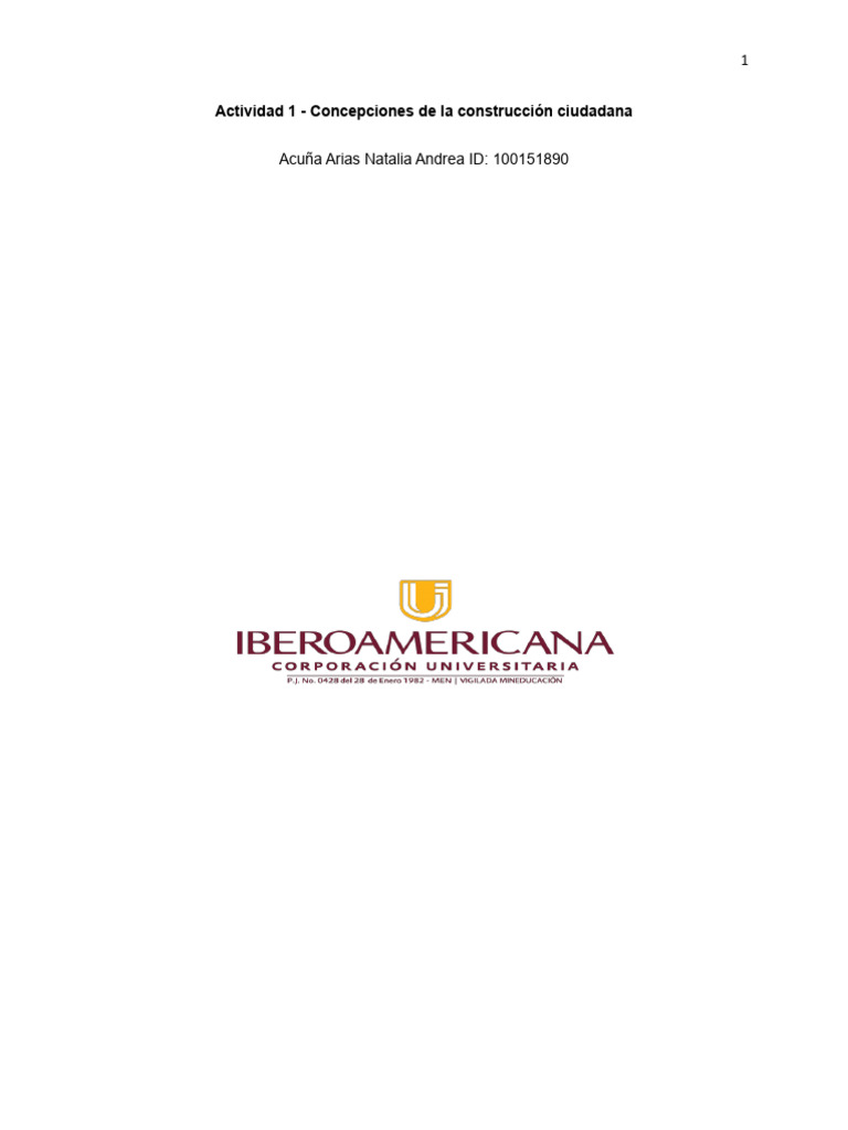 Actividad 1 Concepciones De La Construcción Ciudadana Pdf