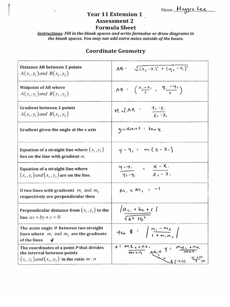 Assess 2 Coordinate Geometry | PDF