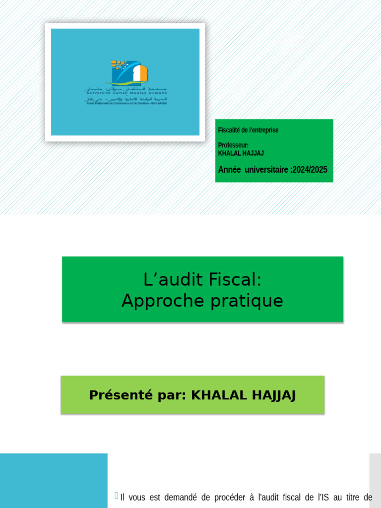 Exercice Sur L'audit Fiscal 2024 | PDF | Facture | Taxe sur la valeur ajoutée