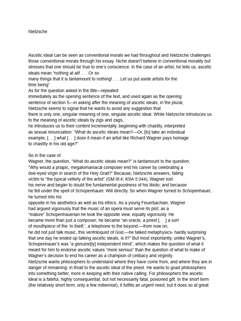 Friedrich Nietzsche On Ascetic Ideals | PDF | Friedrich Nietzsche ...