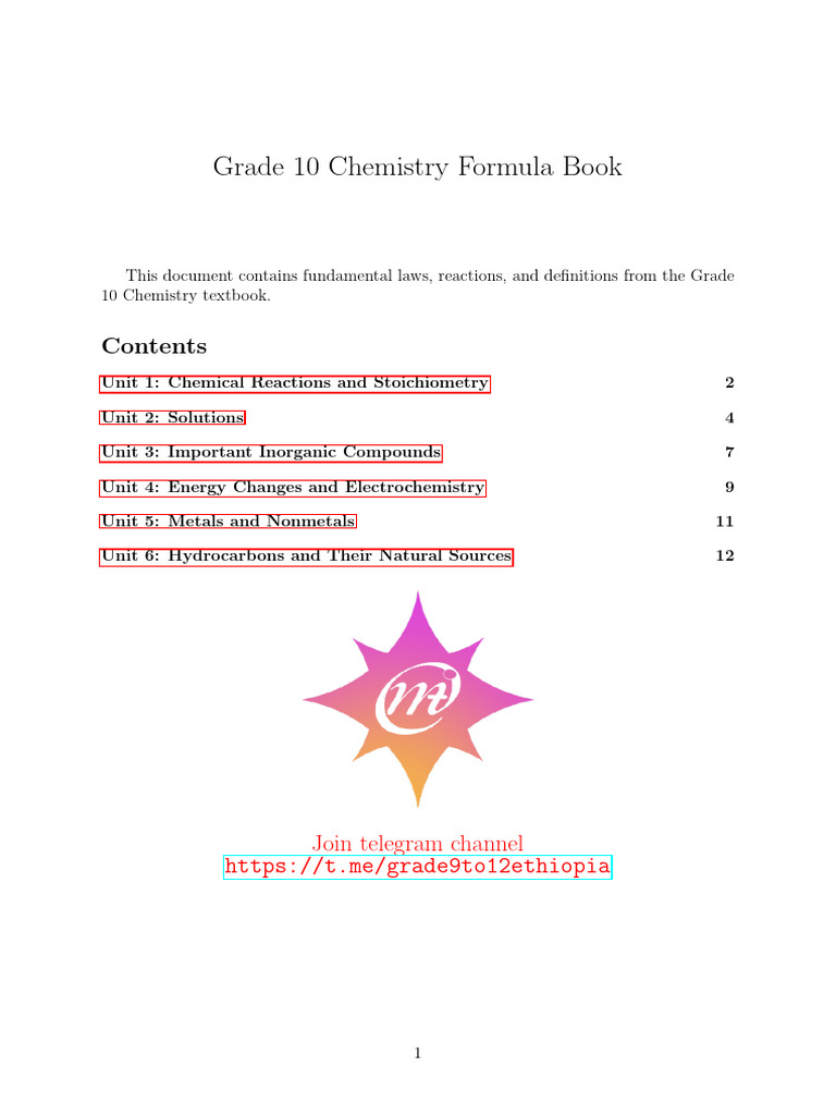 Chemistry Formula Book g10 | PDF | Stoichiometry | Redox