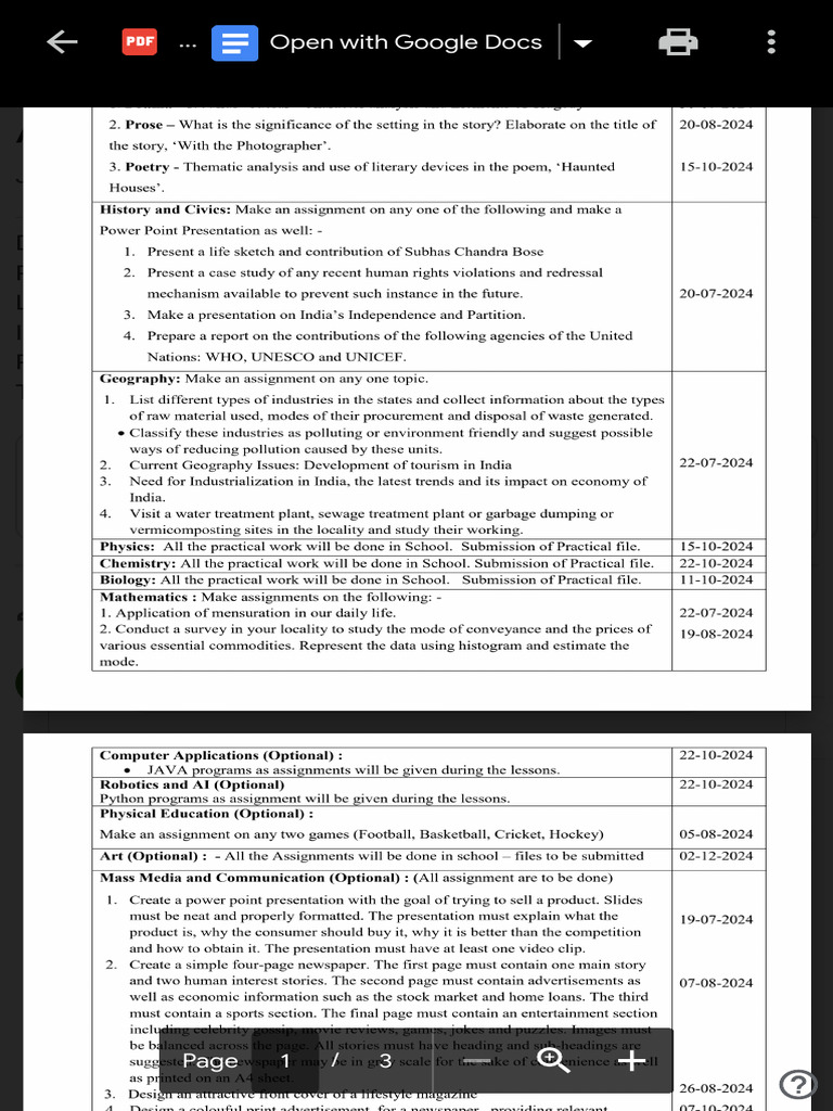 Dear Students PFA List of Assignments 2024-25 Imp | PDF