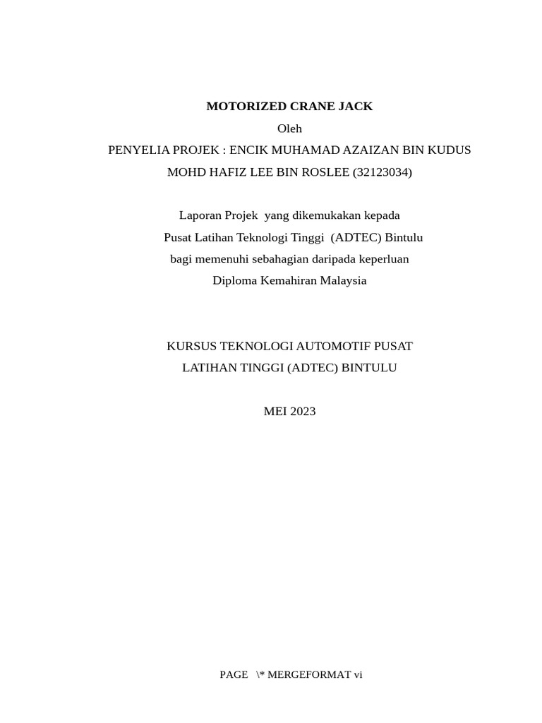 Motorized Crane Jack untuk Mekanik | PDF