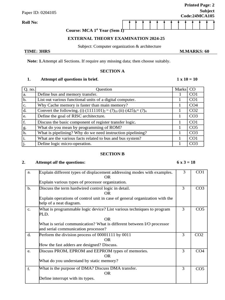 Set 2 External - COA | PDF | Central Processing Unit | Digital Electronics