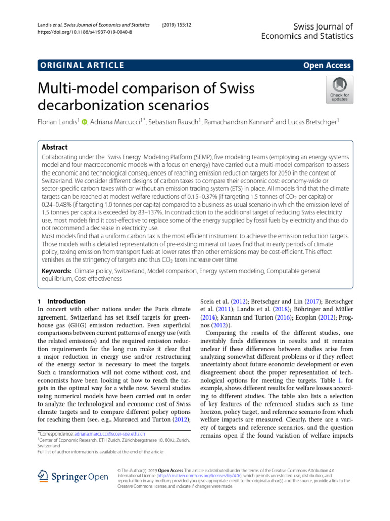 17 Multi-Model Comparison of Swiss Decarbonization Scenarios | PDF ...