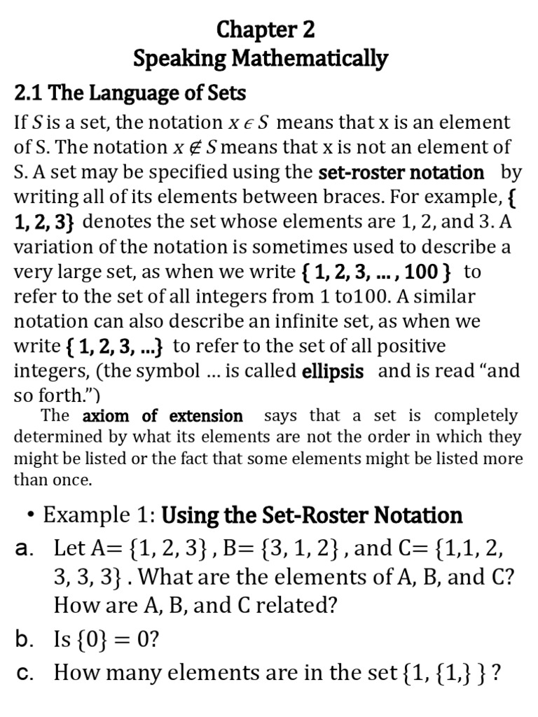 Chapter 2 Language of Sets 1 | PDF | Set (Mathematics) | Mathematical Logic