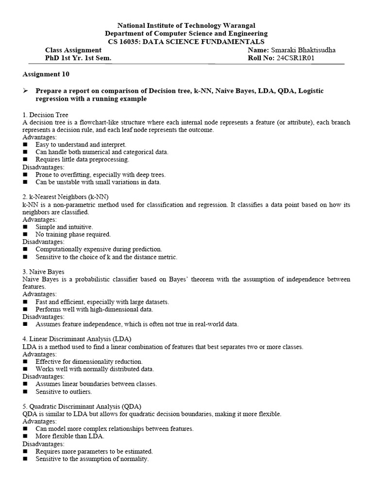 Comparing Classification Methods in Data Science | PDF | Regression ...