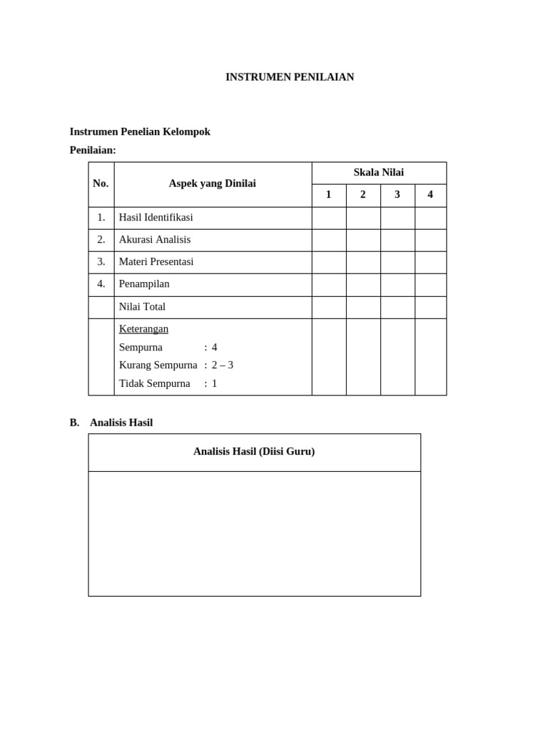 Instrumen Penilaian Kelas 7 | PDF | Komputer
