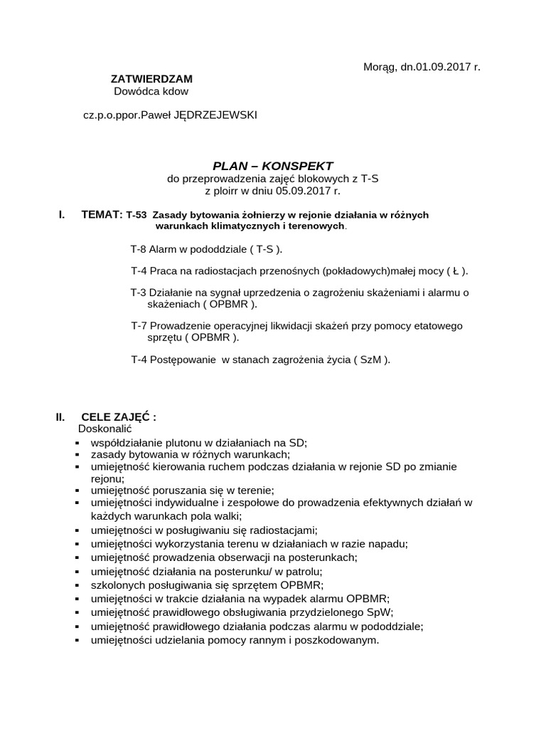 T-S T-53 Zajęcia Blokowe 05.09.17 | PDF