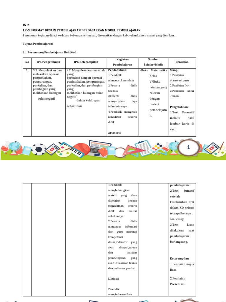 LK.3 Yenti S.PdI Format Desain Pembelajaran | PDF