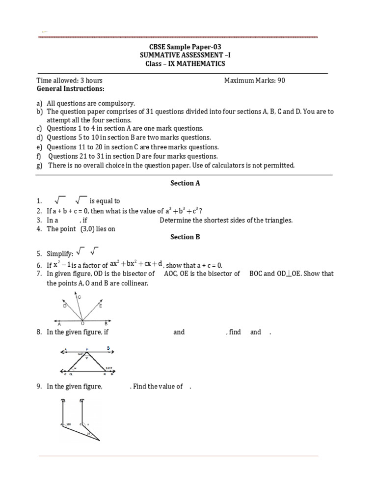 maths_sa1_sp3 | PDF | Elementary Mathematics | Elementary Geometry