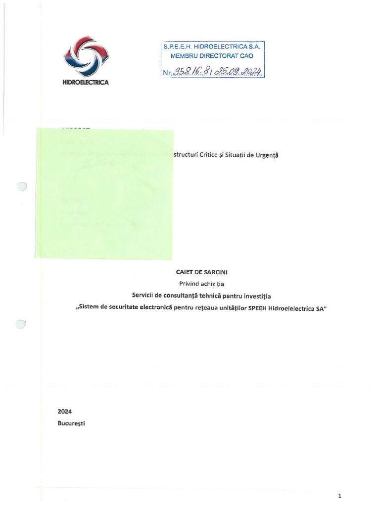 Caiet Sarcini Securitate | PDF