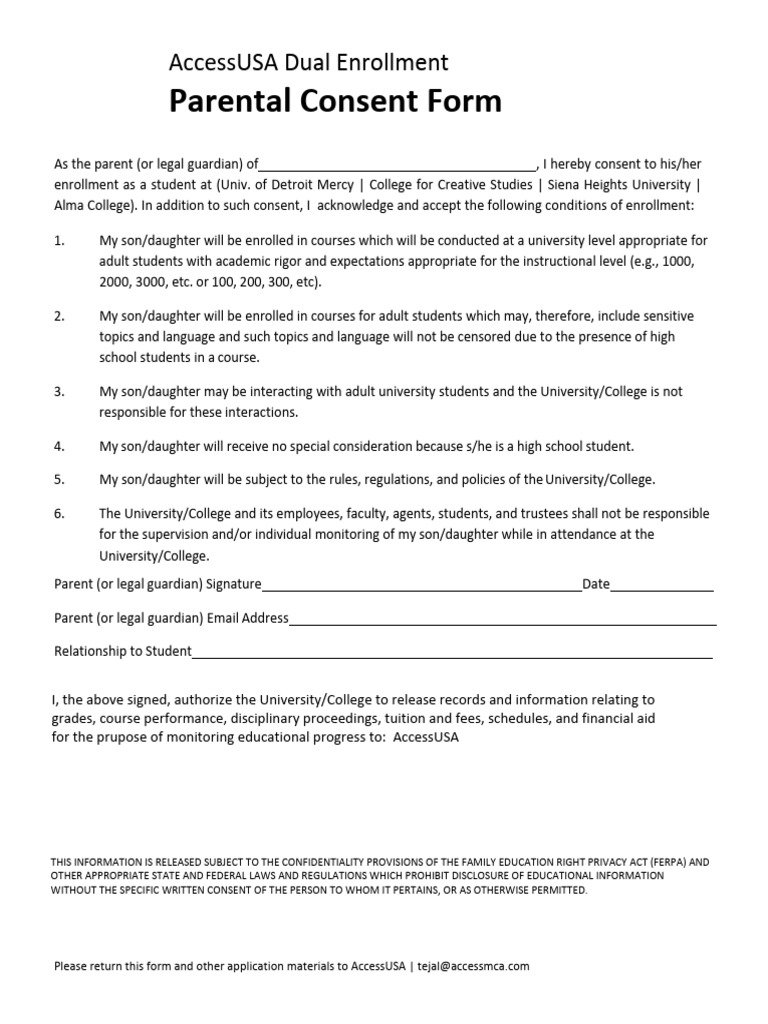 AccessUSA Dual Enrollment Consent Form | PDF