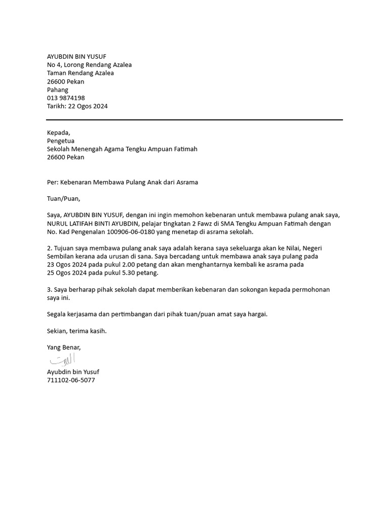 Contoh Surat Rasmi | PDF