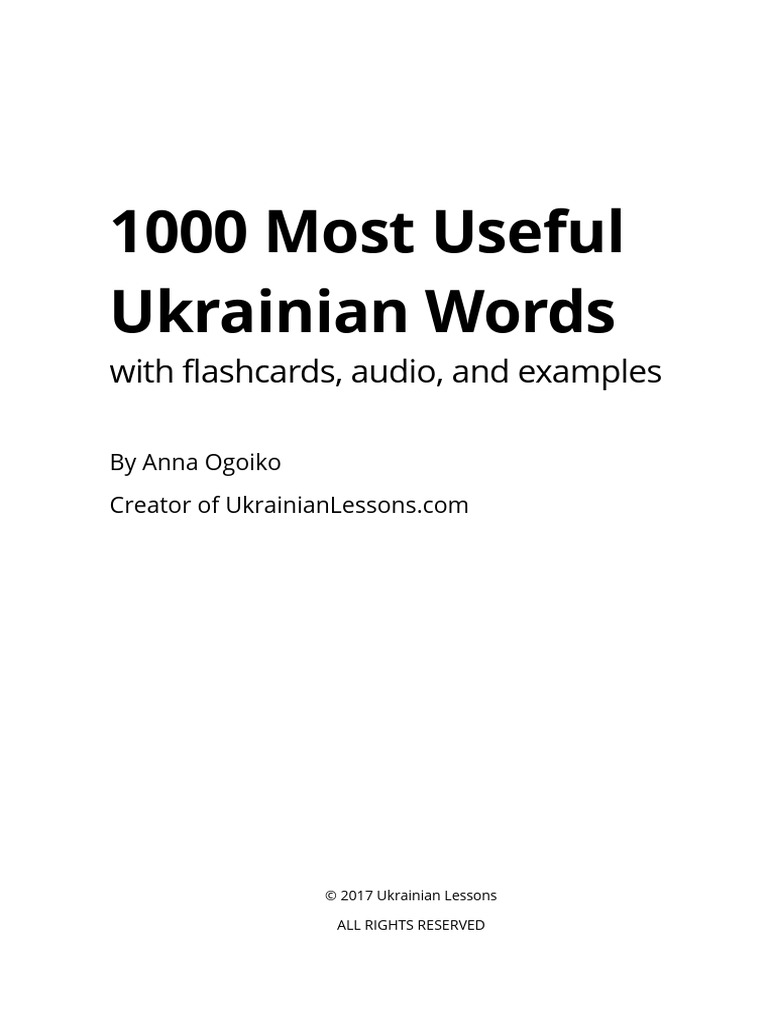 1000 Essential Ukrainian Words Guide | PDF | Linguistics | Grammar