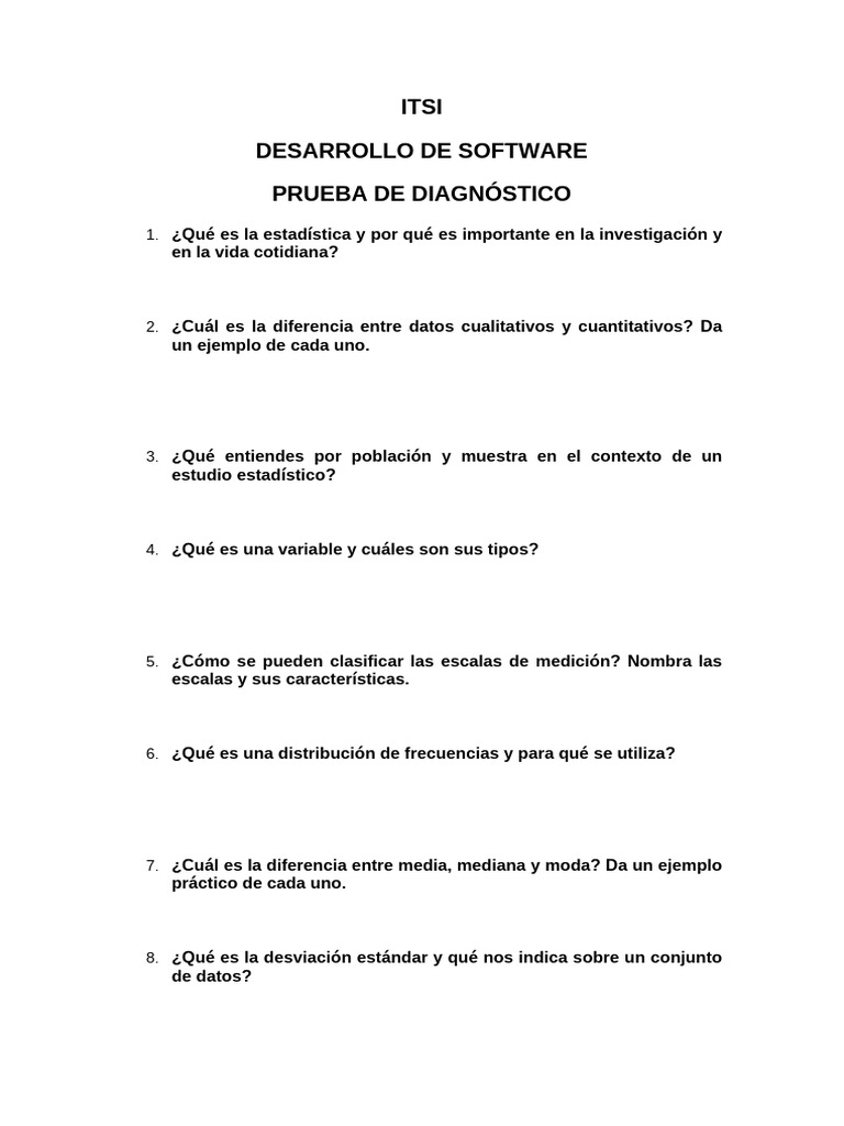 Itsi Prueba de Diagnóstico | PDF
