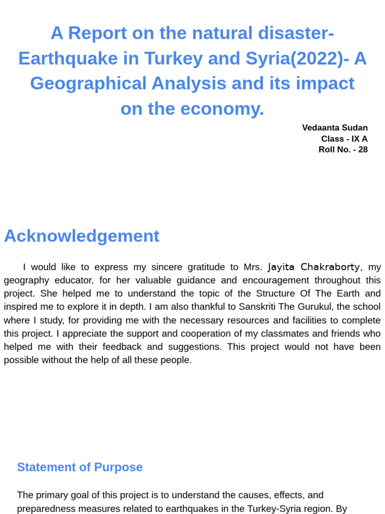 Geography Project I | PDF | Earthquakes | Natural Disasters
