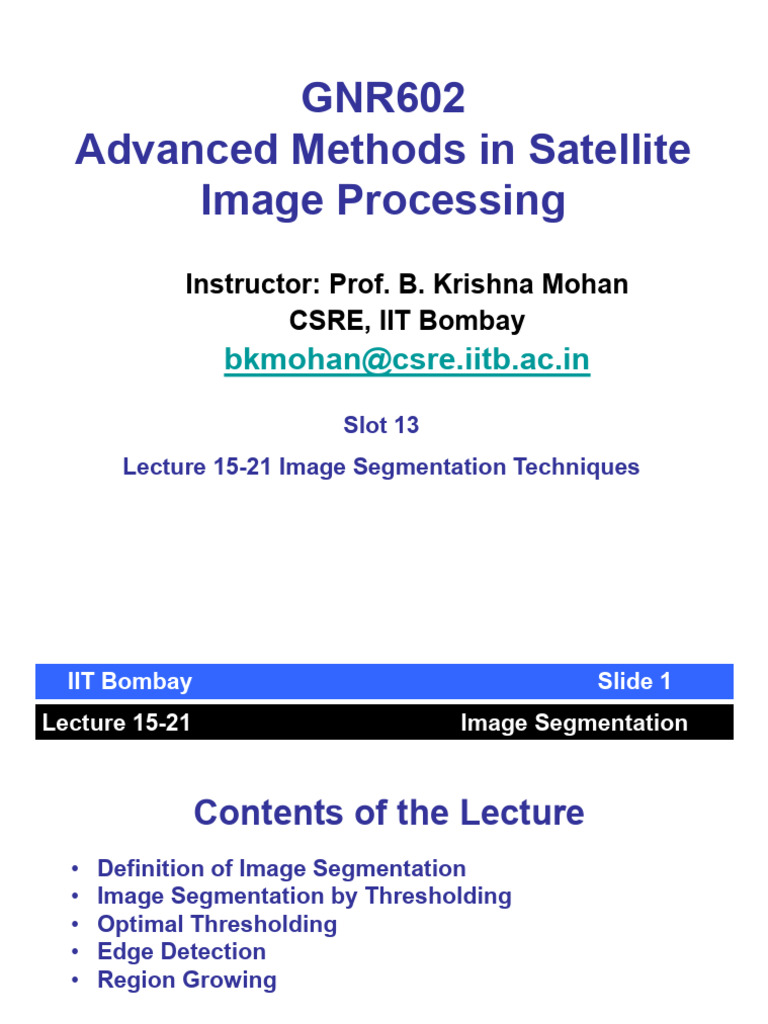 GNR602-Lec15-21 Image Segmentation and Feature Detection | PDF | Image ...