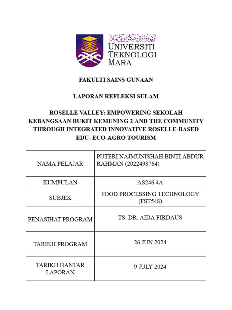 Laporan Program Sulam UiTM 2024 | PDF