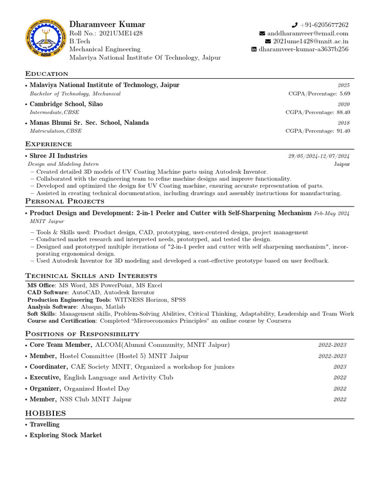 Mechanical Engineering Student Profile | PDF | Engineering | Computing