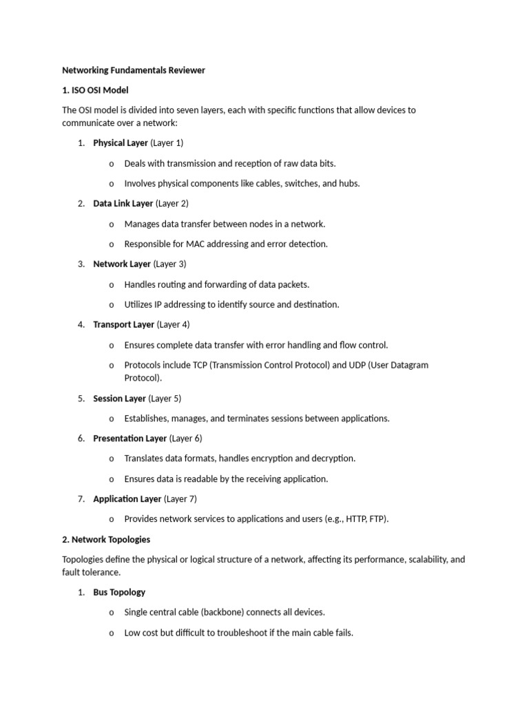 Networking Fundamentals Pdf Network Topology Computer Network