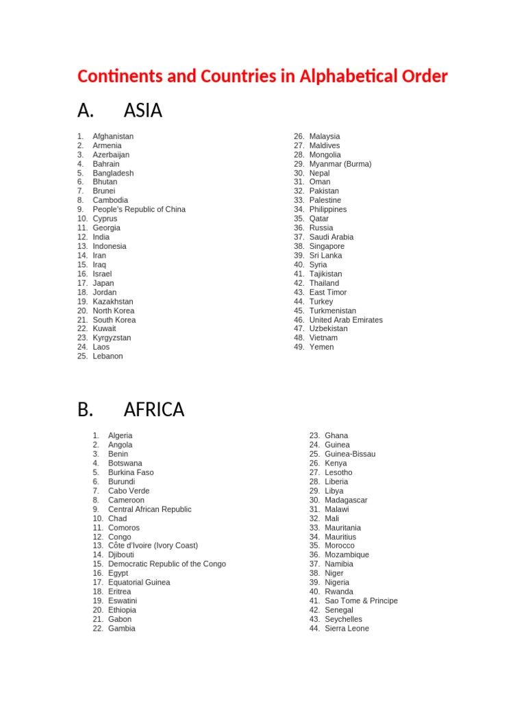 Continents and Countries | PDF | Kingdom Of The Netherlands | Arab World