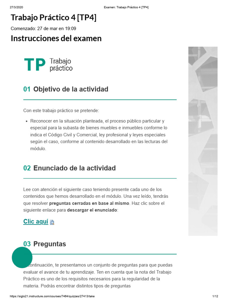 Examen - Trabajo Práctico 4 (TP4) .PDF PP2 | PDF | Subasta