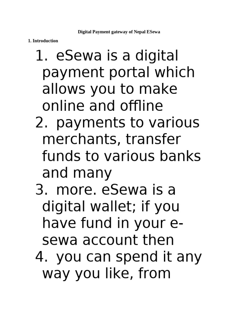 Digital Payment Gateway of Nepal Esewa | PDF | Banks | Credit Card