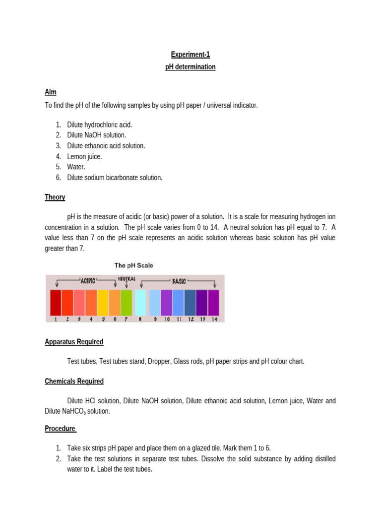 Chemistry Experimental Procedure (Experimen-1 To 3) | PDF | Ph | Acid
