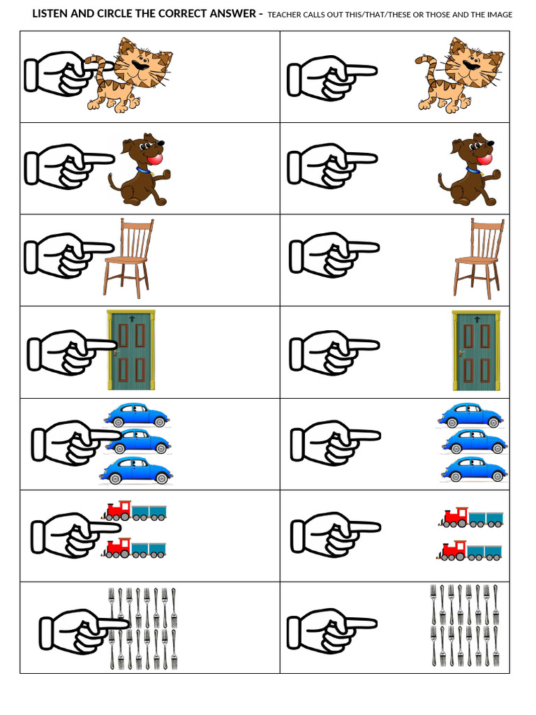 Thisthatthesethose Listen and Circle Worksheet Templates Layouts ...
