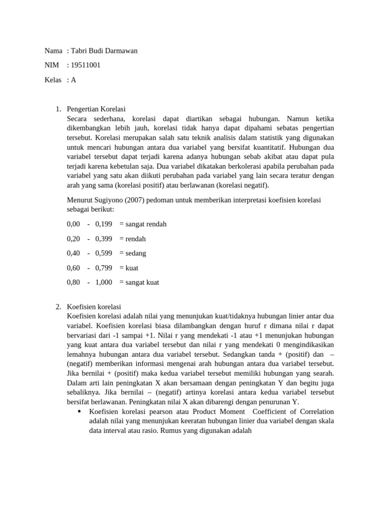 Teori Tentang Korelasi | PDF