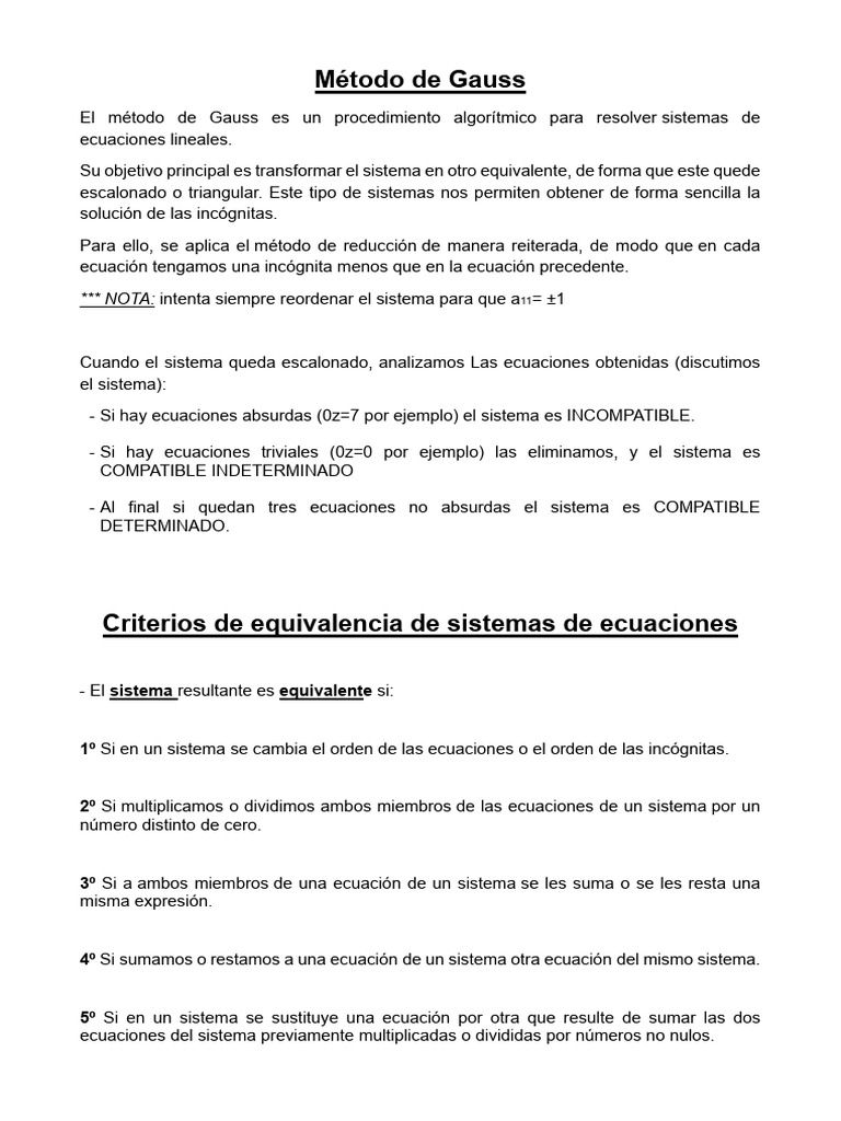 Método de Gauss | PDF