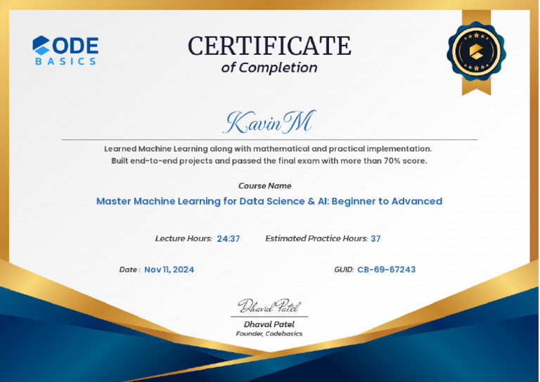 ML Learning Certification | PDF